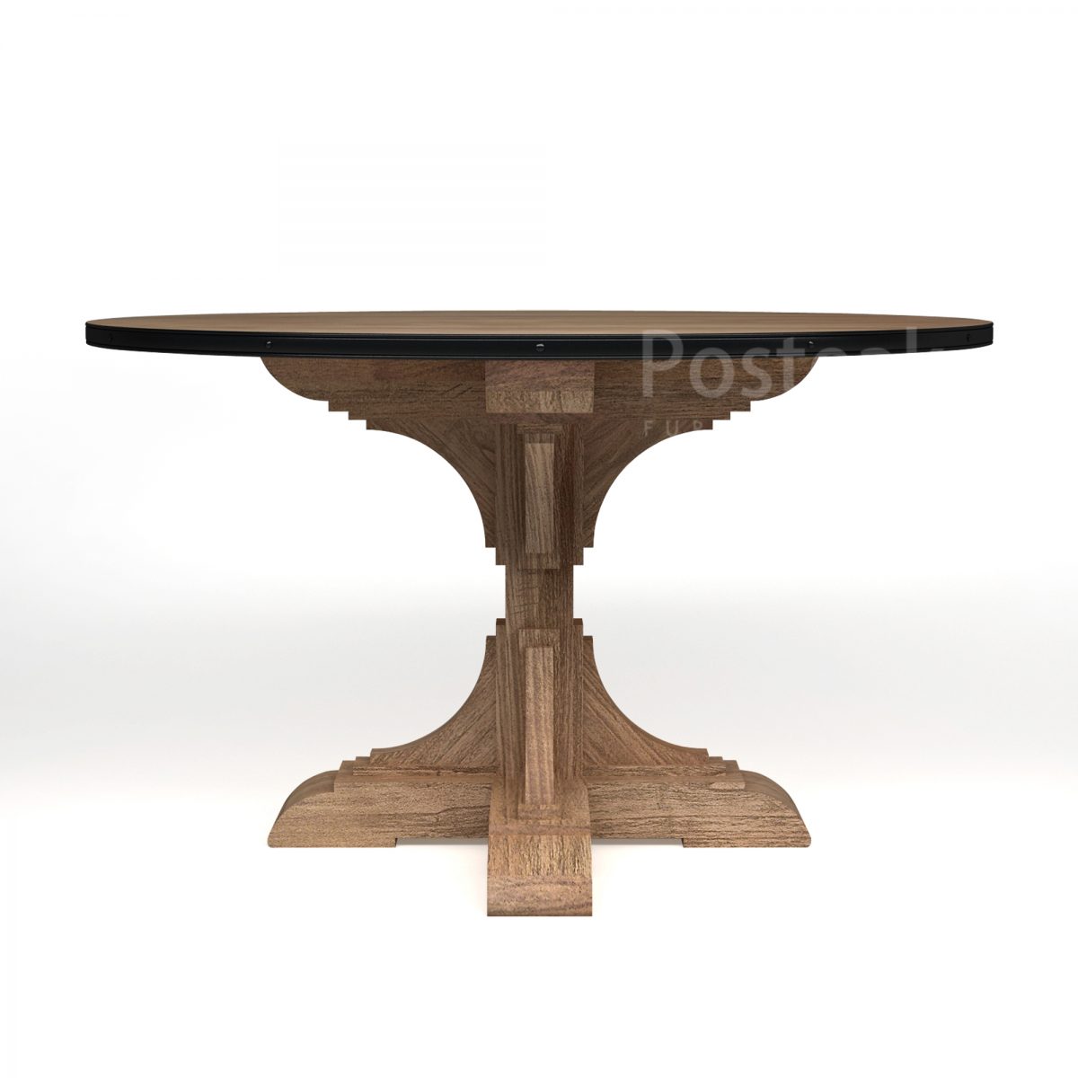 Round Industrial Dining Table - Metal Ring - Posteak Furniture