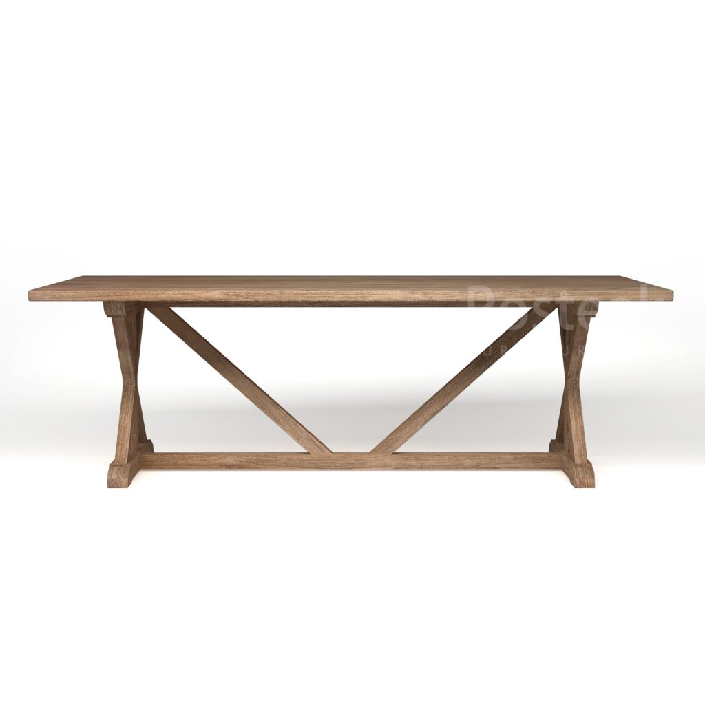 Farmhouse Teak Dining Table - Cross Legs - Posteak Furniture